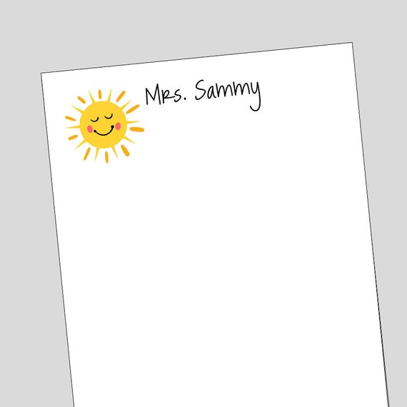 Personalized Sunshine Notepad Teacher Gift From the Desk of - Etsy