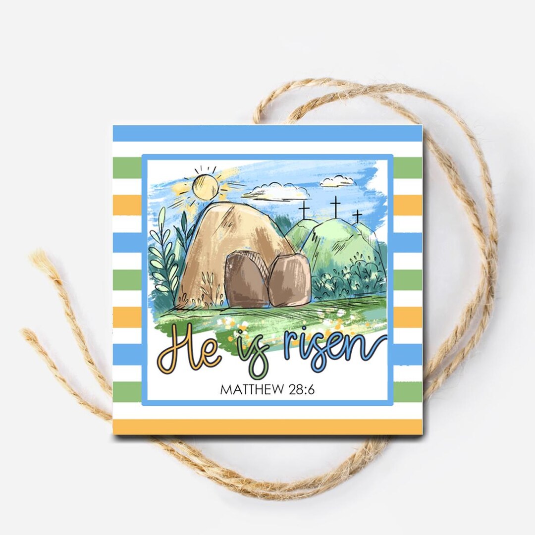 He is Risen Easter Tag, Church Easter Tag, Sunday School, Printable ...