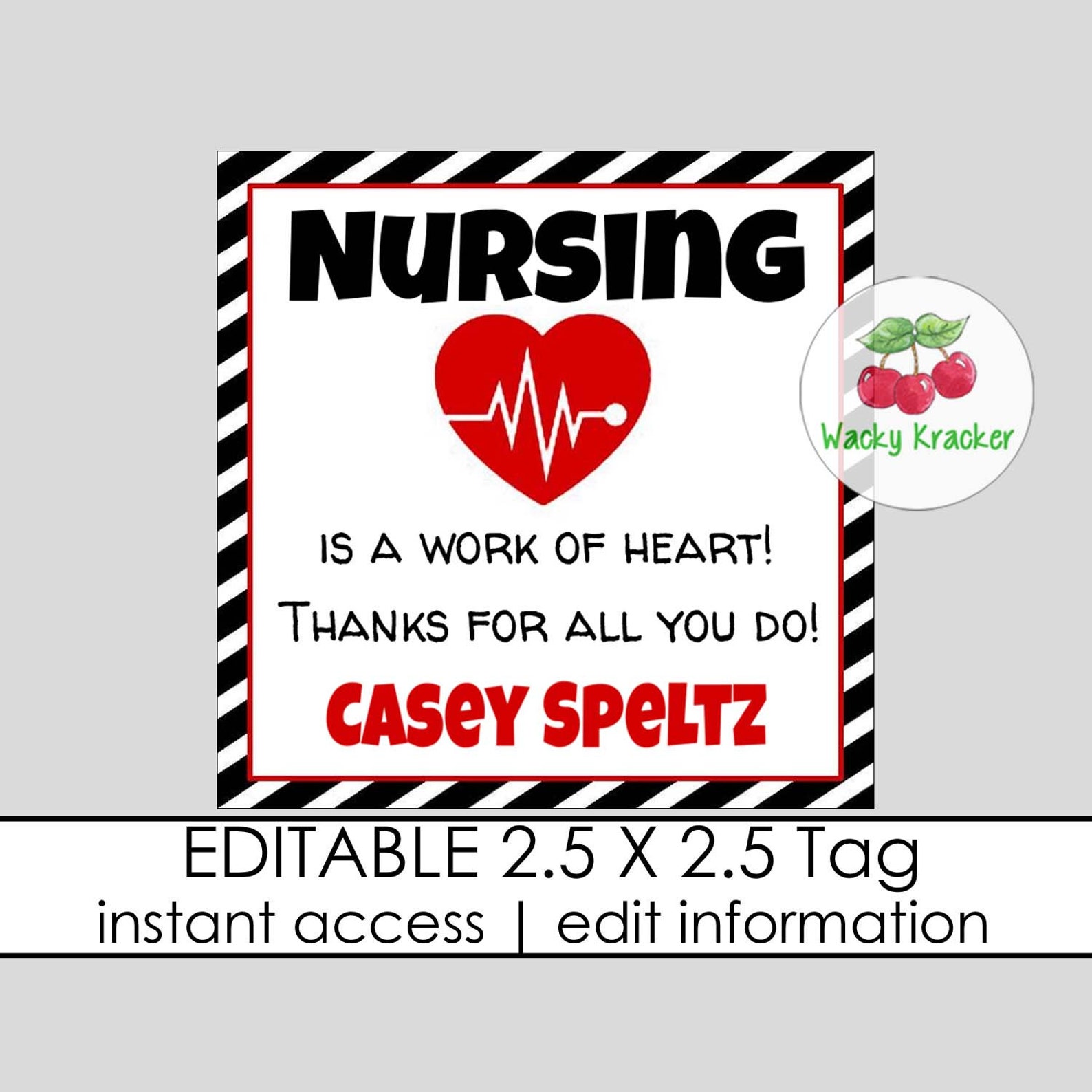 Nurse Gift Tags, Staff PTO PTA Volunteer Gift Tags, Nursing is a Work ...