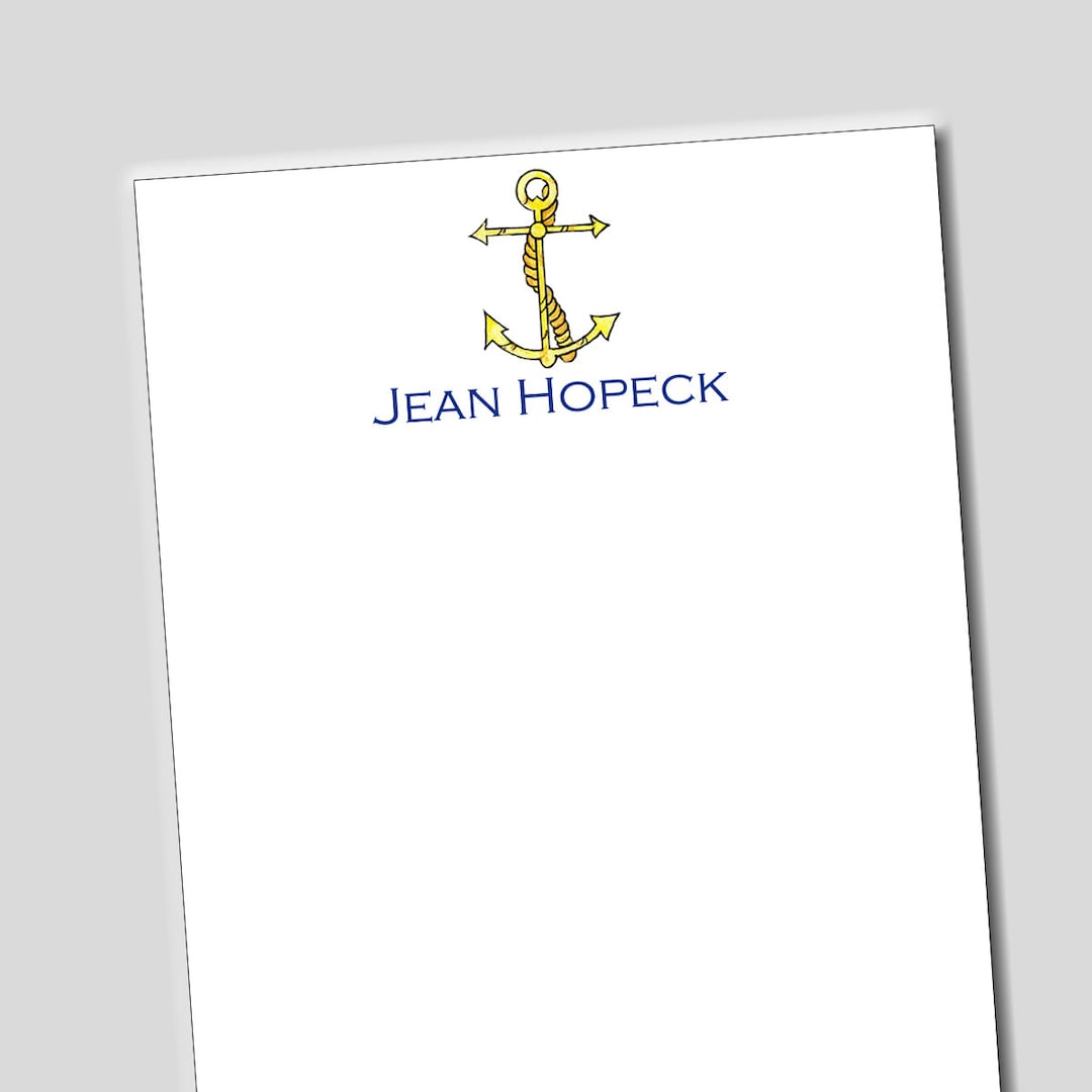 Anchor Notepad, Personalized Notepad, Coastal Hostess Gift, Nautical ...