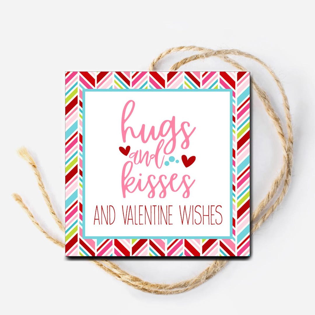 Printable Hugs and Kisses and Valentine Wishes Card, Happy Valentine's ...