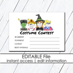 Halloween Costume Contest Ballot, Kids Costume Party, Costume Contest ...