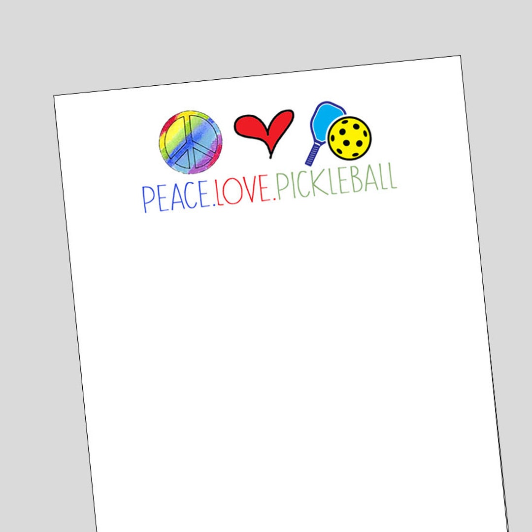 Pickleball Notepad, Pickleball Gift, Peace Love Pickleball, Tournament ...