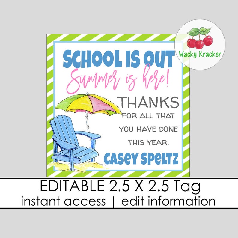School is Out Gift Tags Summer is Here Editable Beach Pool - Etsy