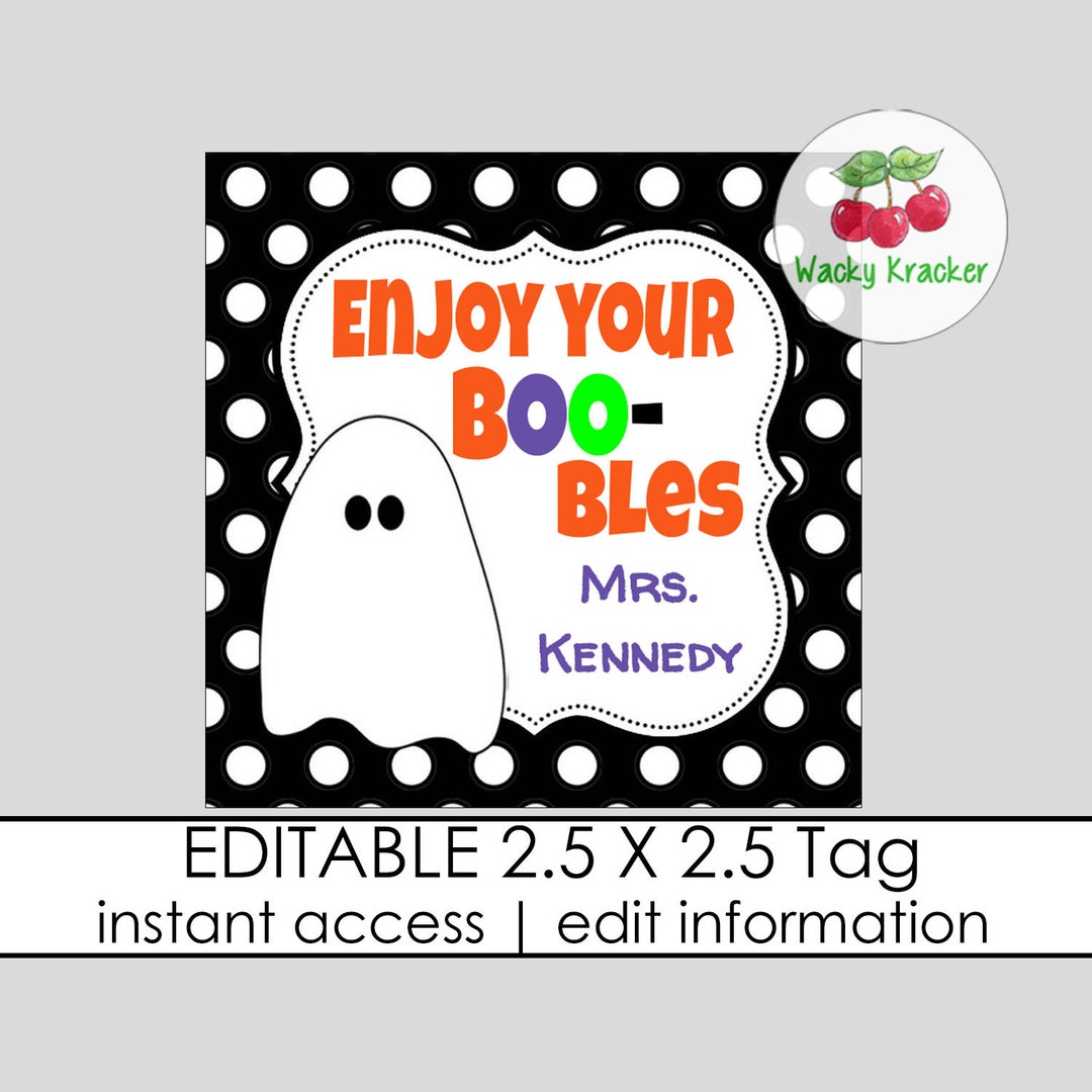 Halloween Bubbles Tag Kids Halloween Favor Tag School Classroom Friend ...