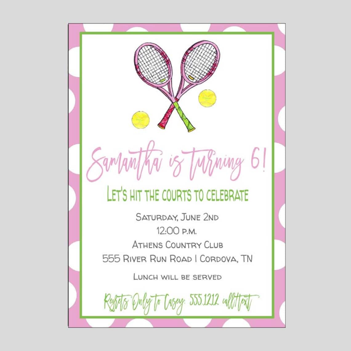 Tennis Birthday Invitation, Tennis Party, Preppy Tennis Invite, Tennis ...