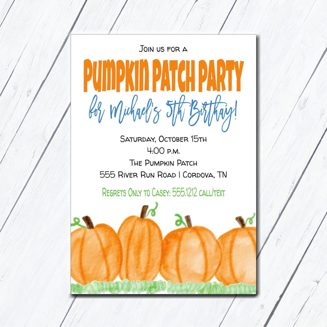 Pumpkin Patch Birthday Invitation, Pumpkin Invitation, Fall Birthday ...