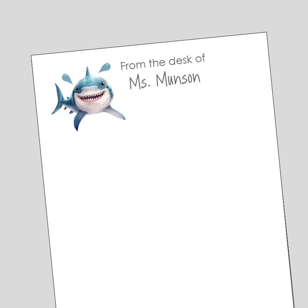 Personalized Shark Notepad, Teacher Gift, From the Desk of Notepad ...