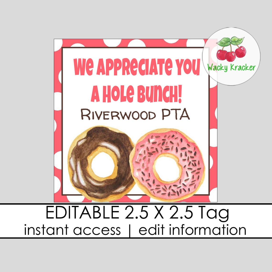 Donut Appreciation Tags Donut Hole Gift Thank You Tags PTO | Etsy