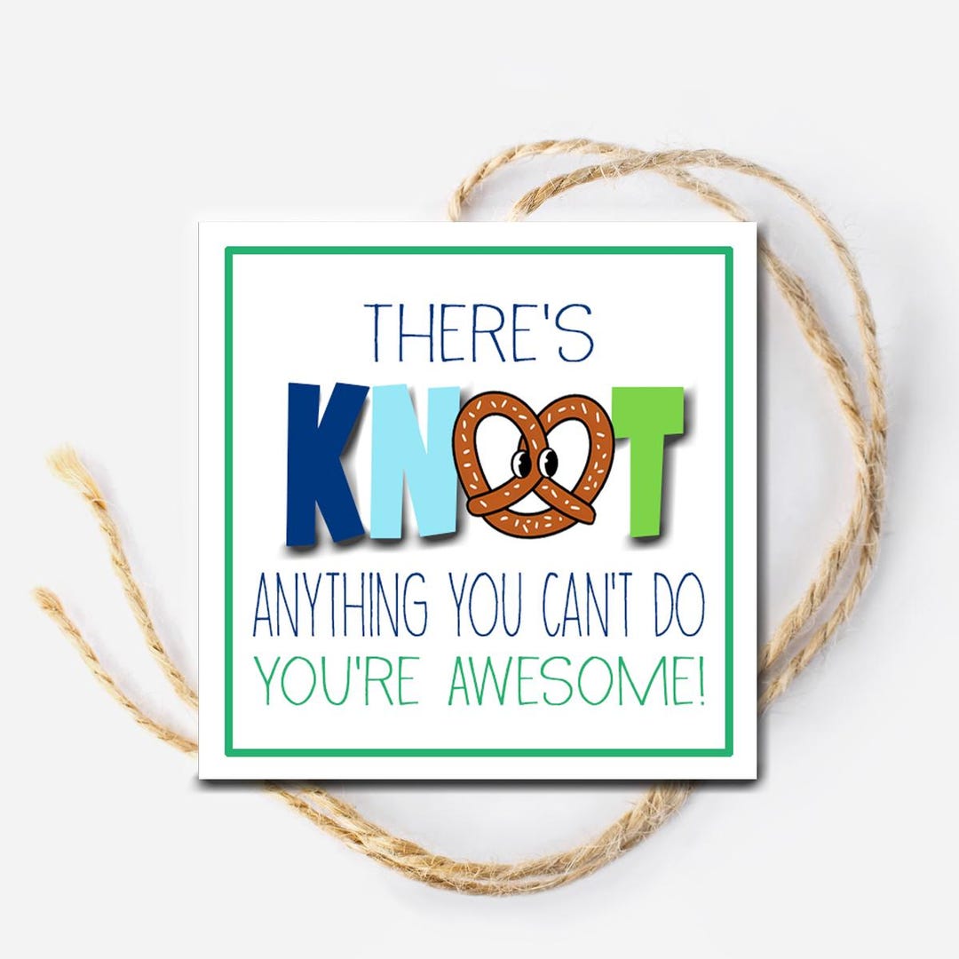 Printable Pretzel Tag, Testing Encouragement Tag, Good Luck Student Tag ...