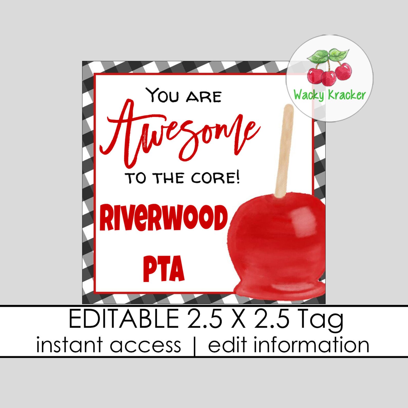 Candy Apple Gift Tag Awesome to the Core Picked a Better - Etsy