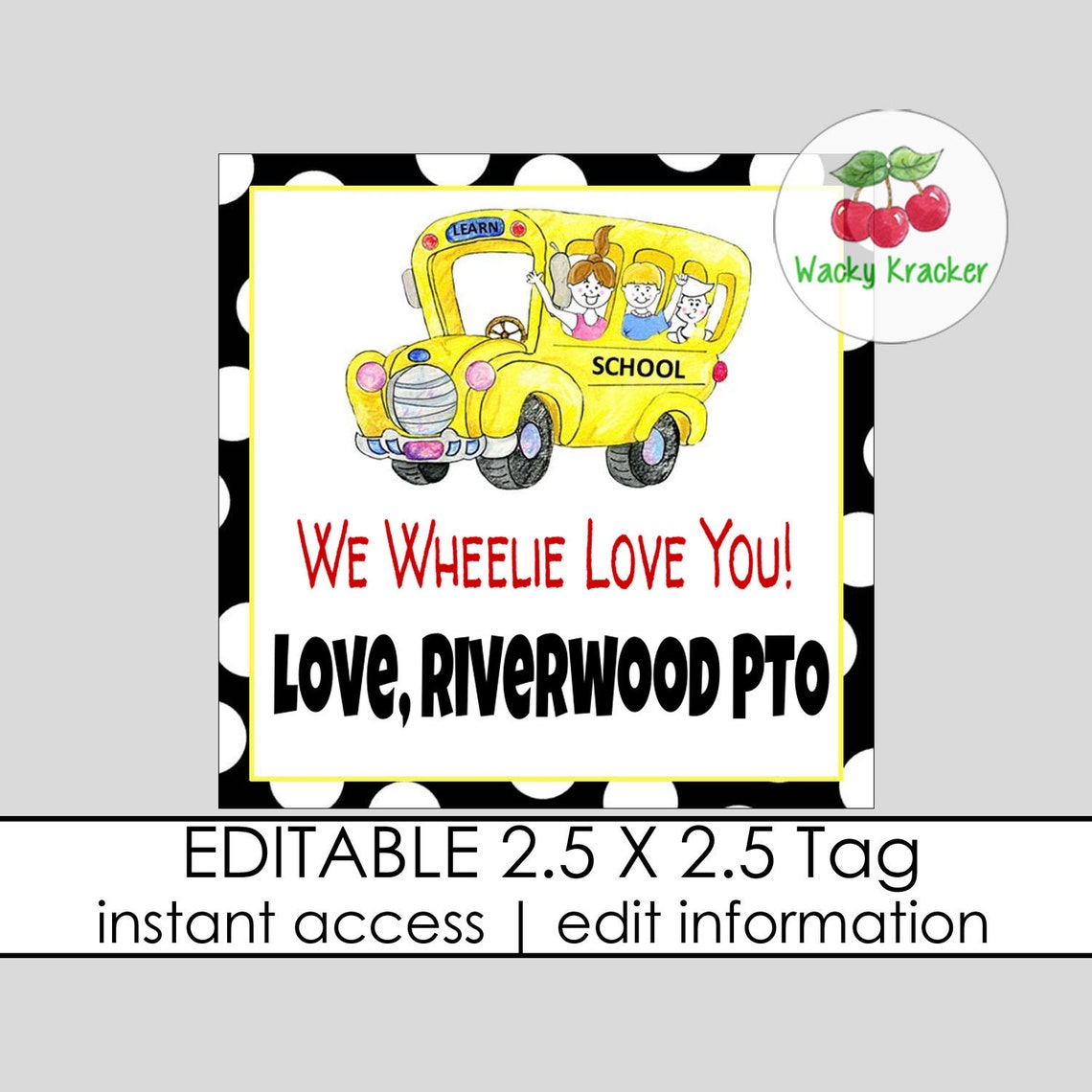 We Wheelie Love You Tags, Bus Driver Appreciation Gift Tag, PTO PTA Bus ...