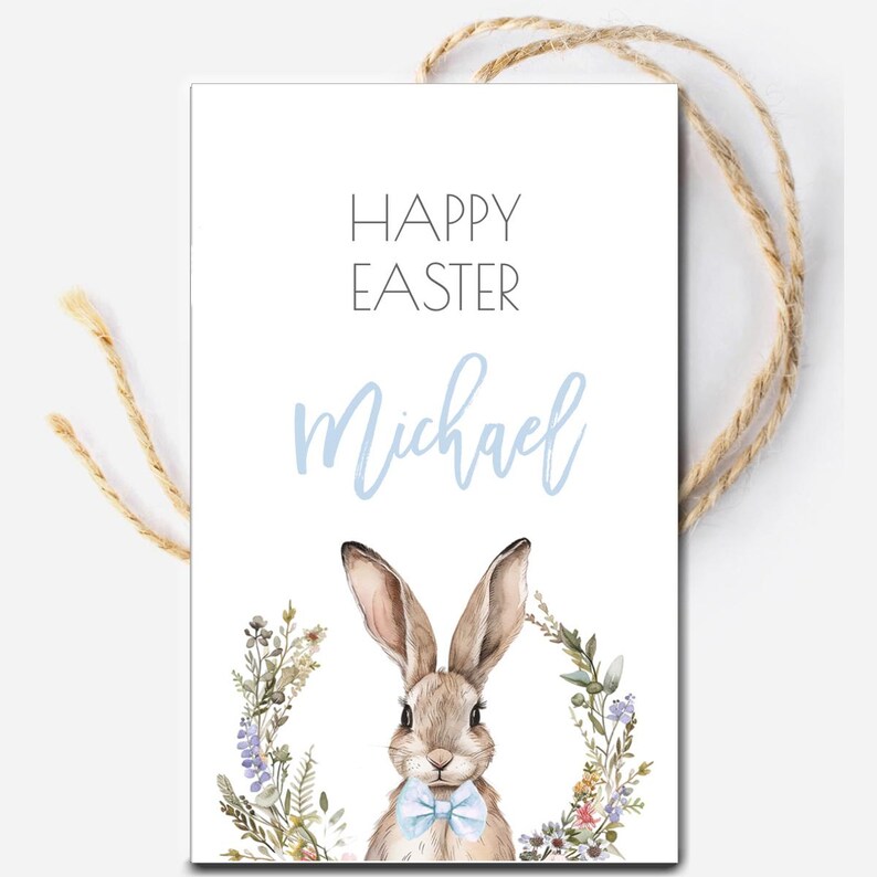 Printable Easter Bunny Gift Tags for Sunday School, Happy Easter Tag ...