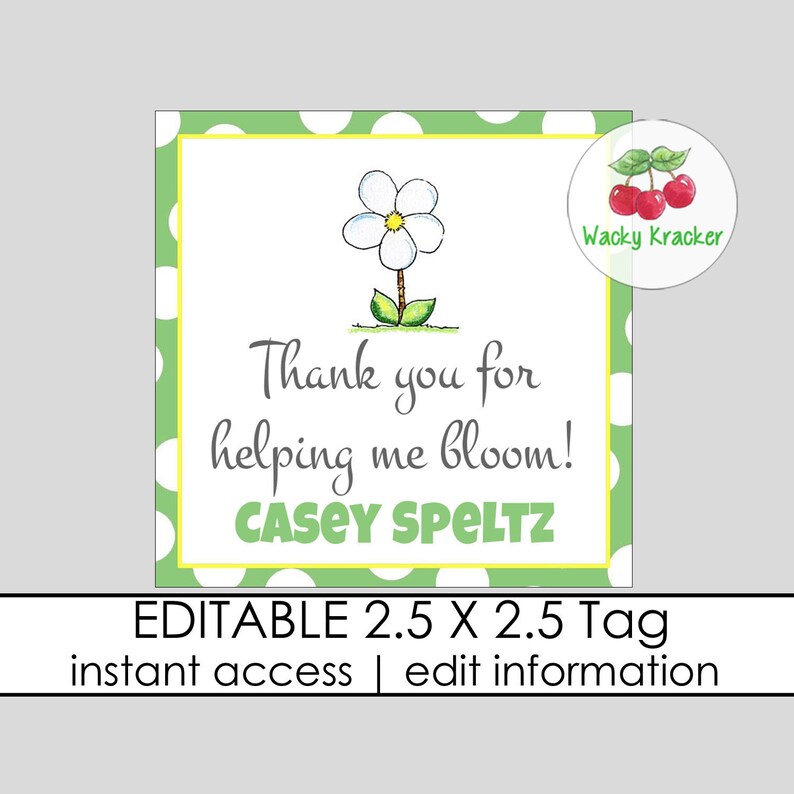 Thank You for Helping Me Bloom Gift Tags Staff Teacher | Etsy