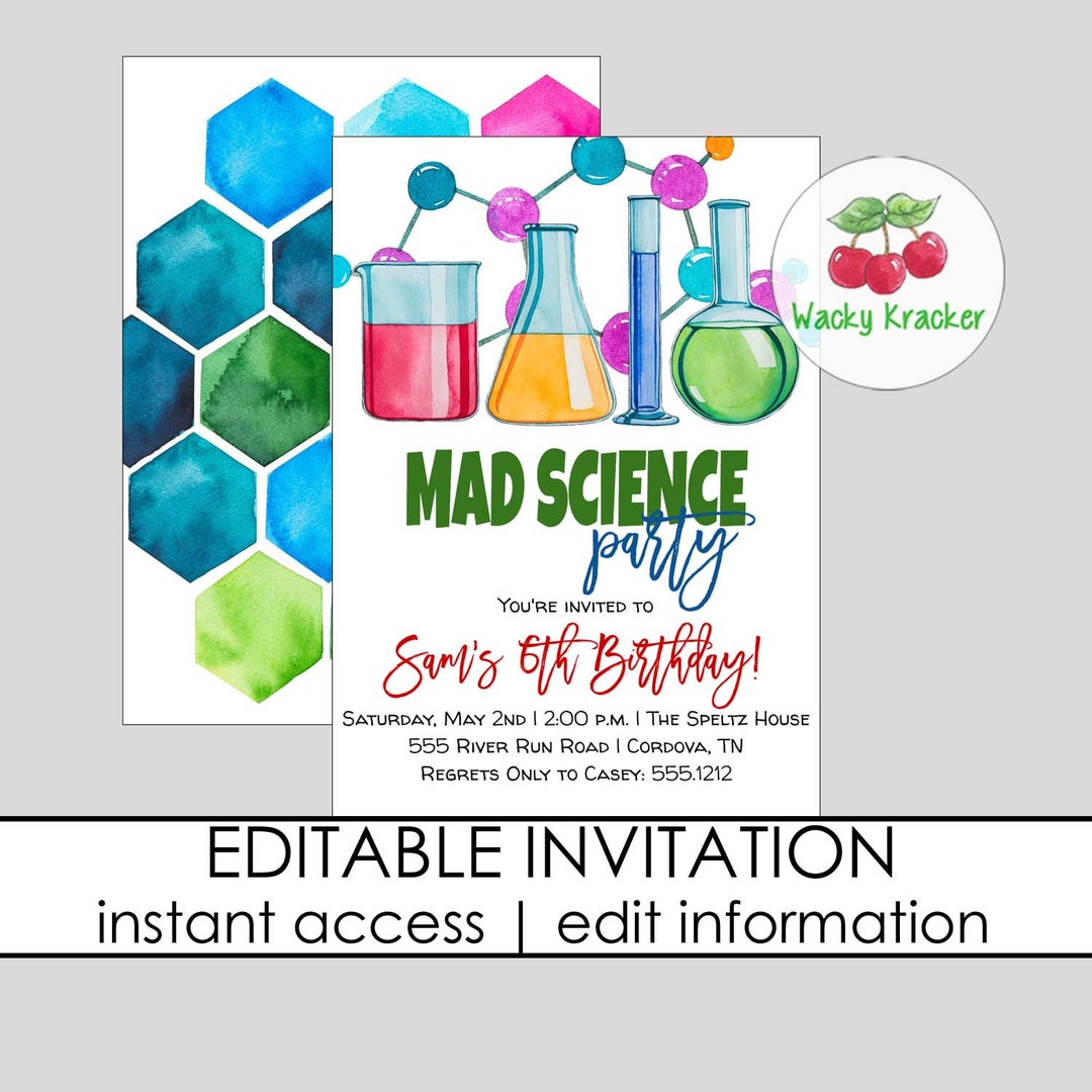 Science Invitation, Mad Science Birthday Party, Boys Science Invite ...