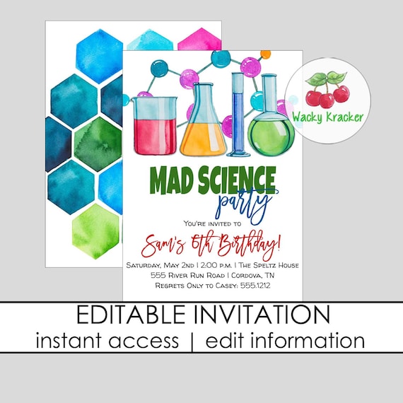 Science Invitation Mad Science Birthday Party Boys Science | Etsy