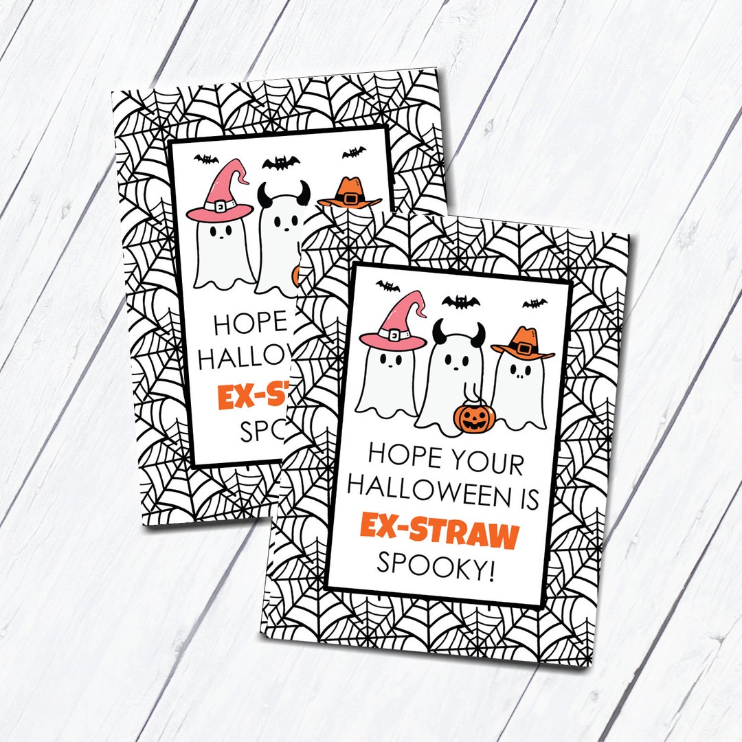 Halloween Straw Tags, Ex Straw Spooky Halloween Party Favor Gift Tag ...