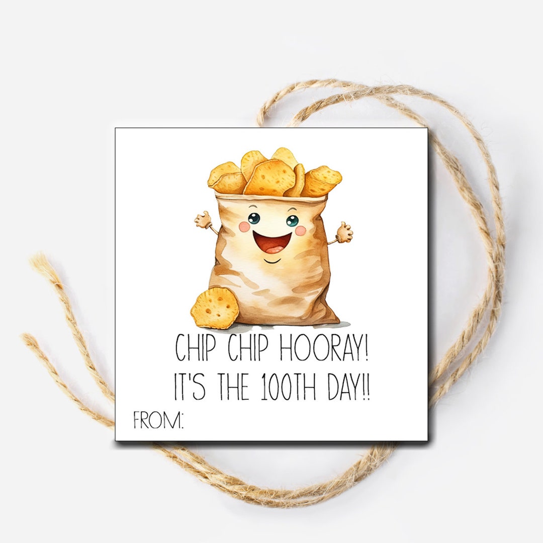 Printable 100 Days of School Tag, Classroom Snack Tag, Chip Bag Tags ...