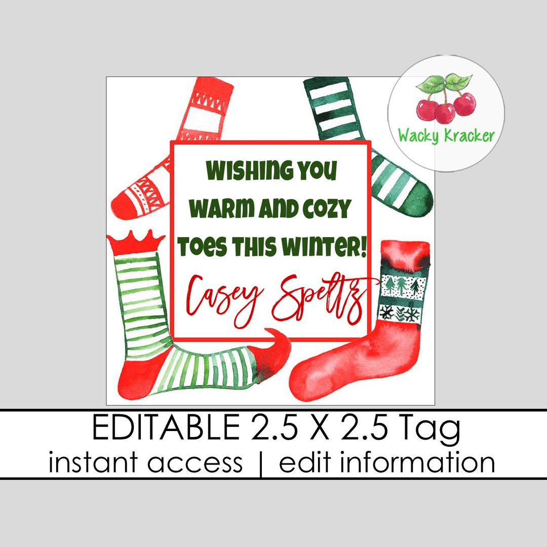 Christmas Socks Tag, Happy Holiday Gift Tag, Mistletoes Tag, Merry ...
