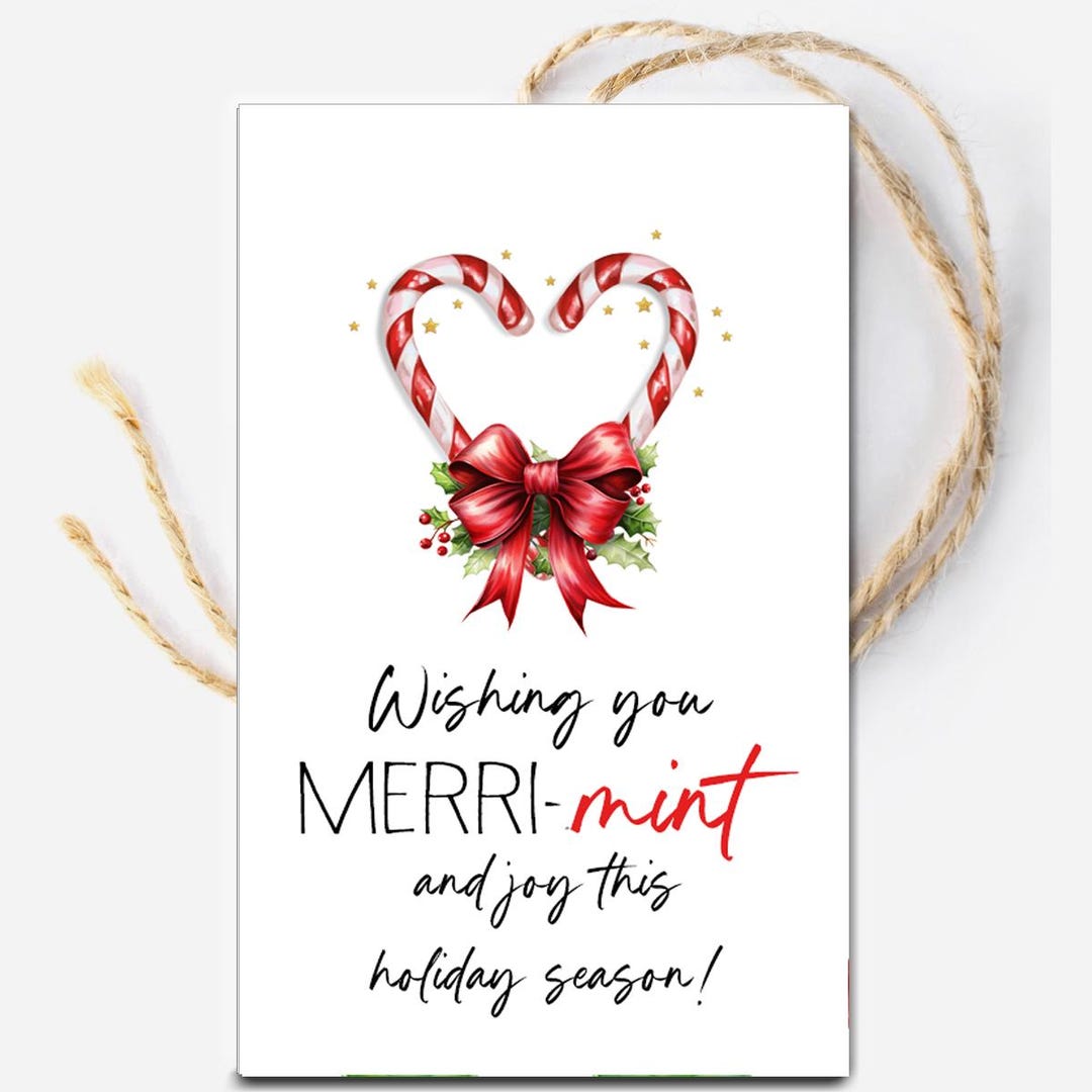 Christmas Mint Gift Tag, Printable Wishing You Merry-mint & Joy This ...