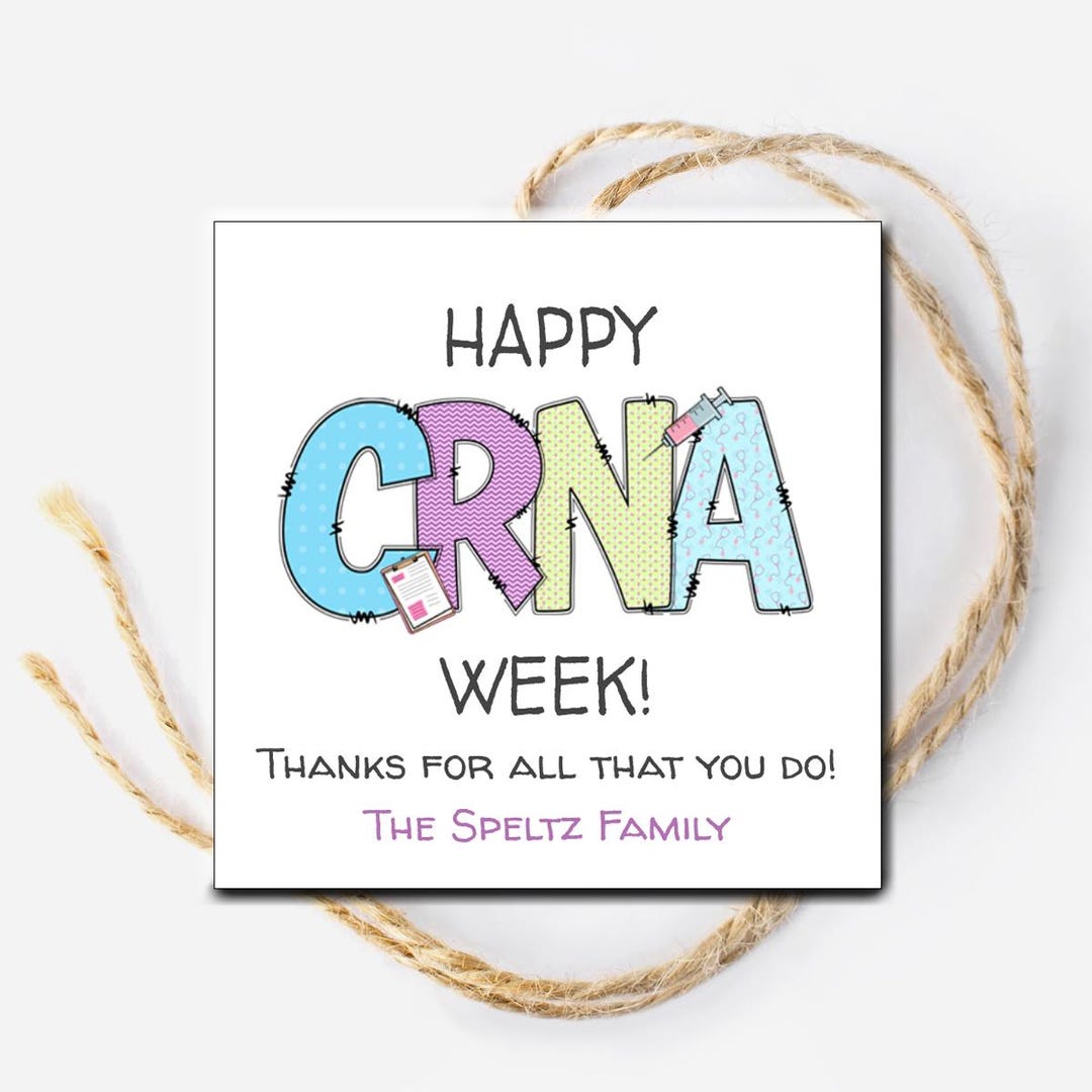 Editable CRNA Gift Tag, CRNA Appreciation Week, Thank You Gift Favor ...