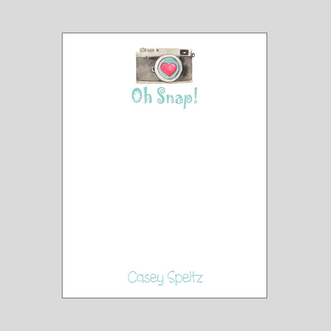 Camera Notepad, Personalized Notepad, Photographer Gift, Oh Snap ...