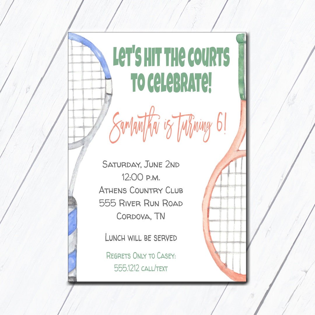 Tennis Invitation, Tennis Birthday Party, Sibling Birthday, Tennis ...
