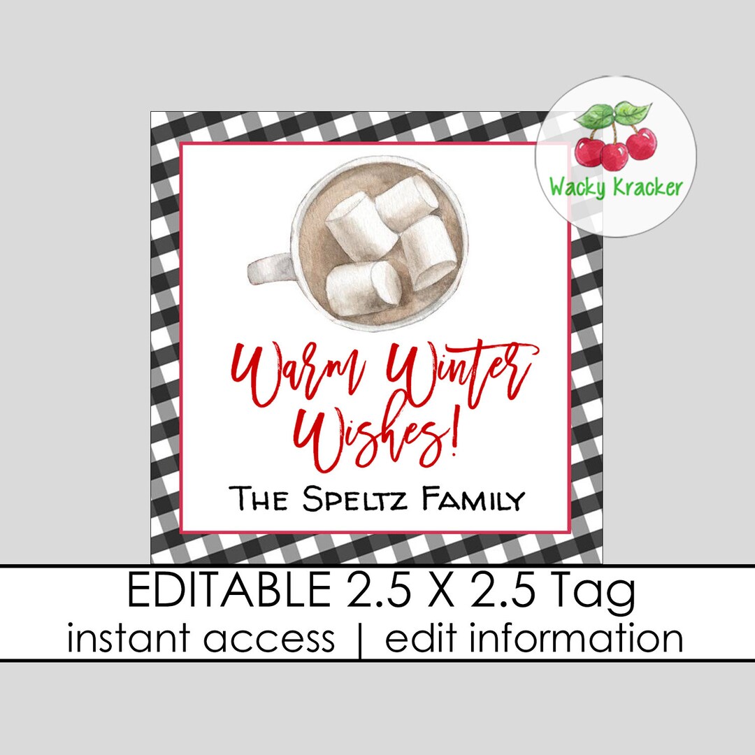 Hot Cocoa Gift Tag, Warm Wishes Holiday Gift Tag, Personalized ...