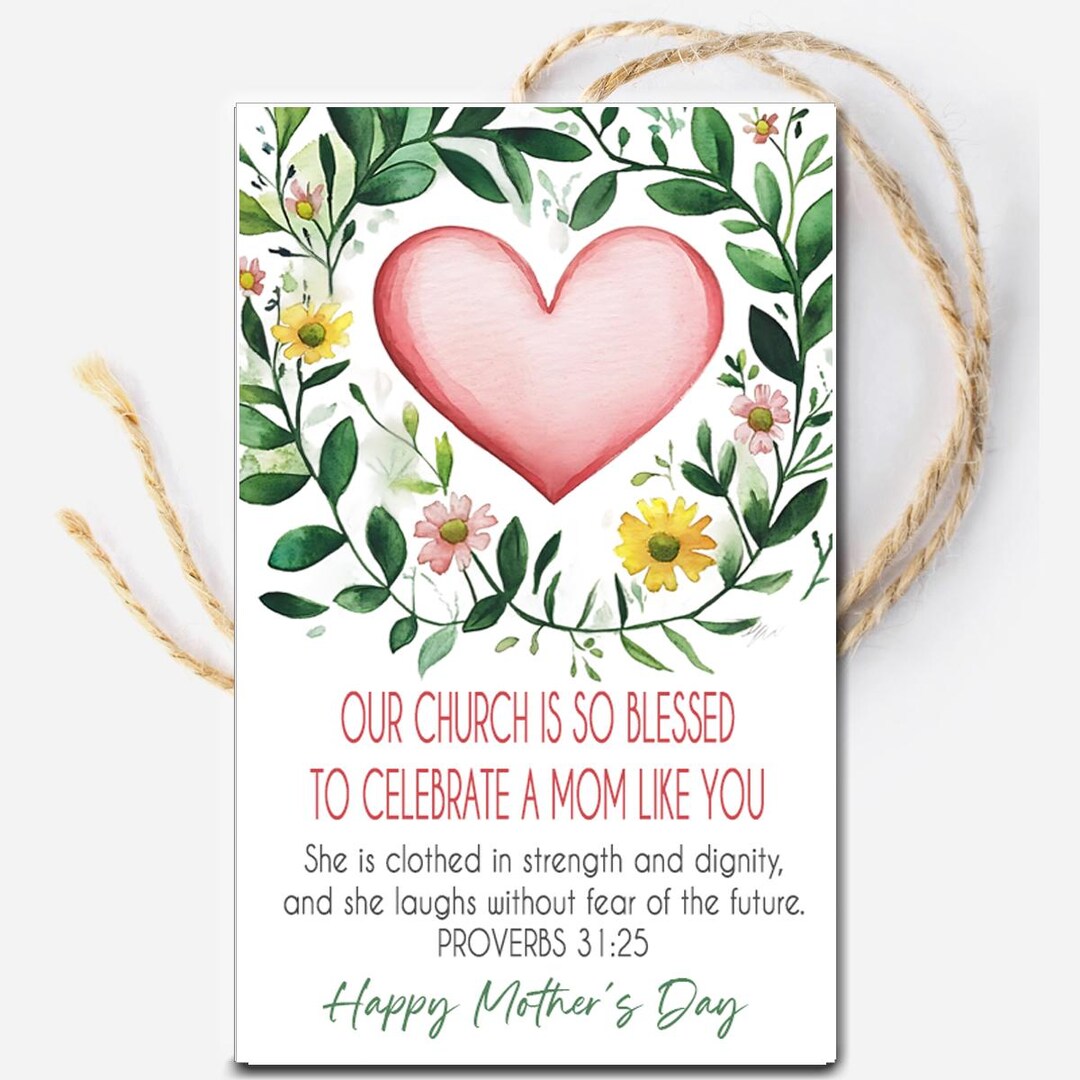 Printable Church Happy Mother's Day Gift Tag Card, Mom Church Present ...