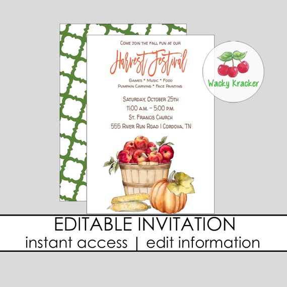 Fall Fest Invitation Harvest Festival Fall Autumn Invite - Etsy