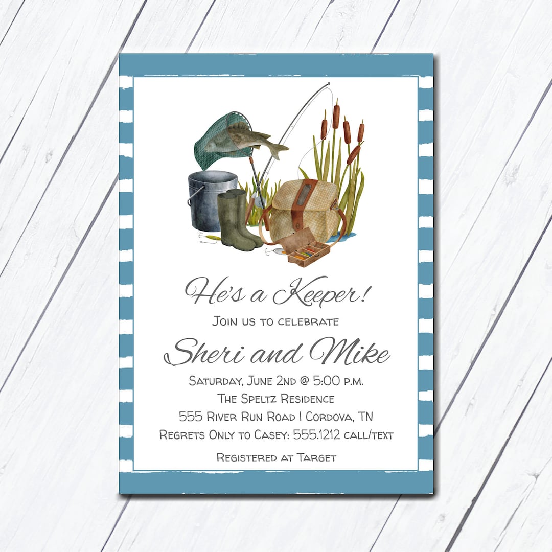 Two Less Fish in the Sea Bridal Shower Invitation, Fishing Wedding ...