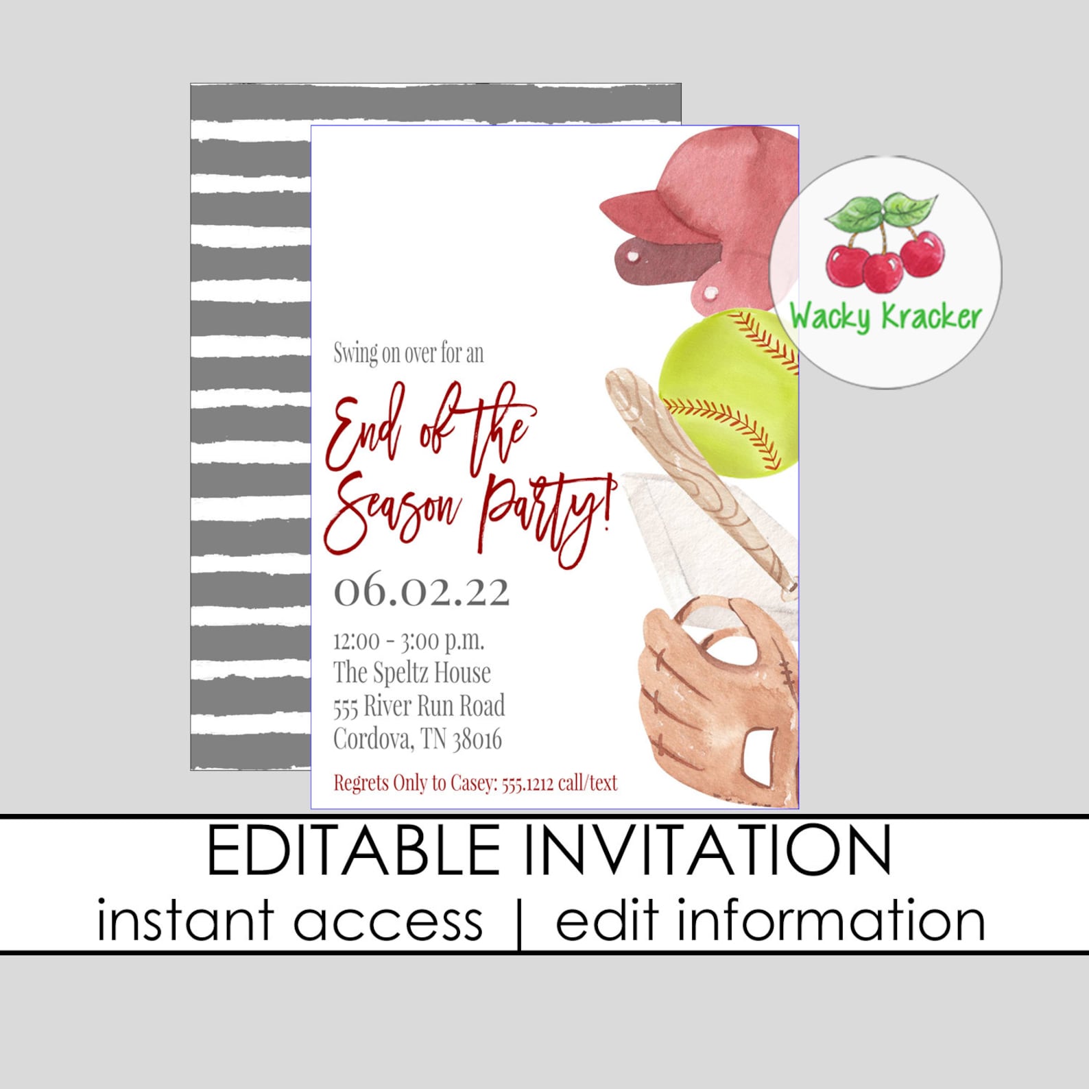 Softball Invitation, End of Season Party, Softball Team Pizza Party ...