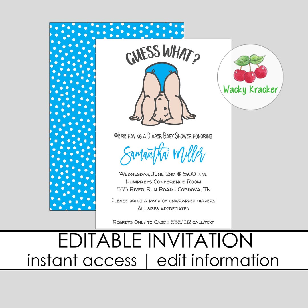 Diaper Baby Shower Invitation, Office Baby Shower Party, Baby Boy ...