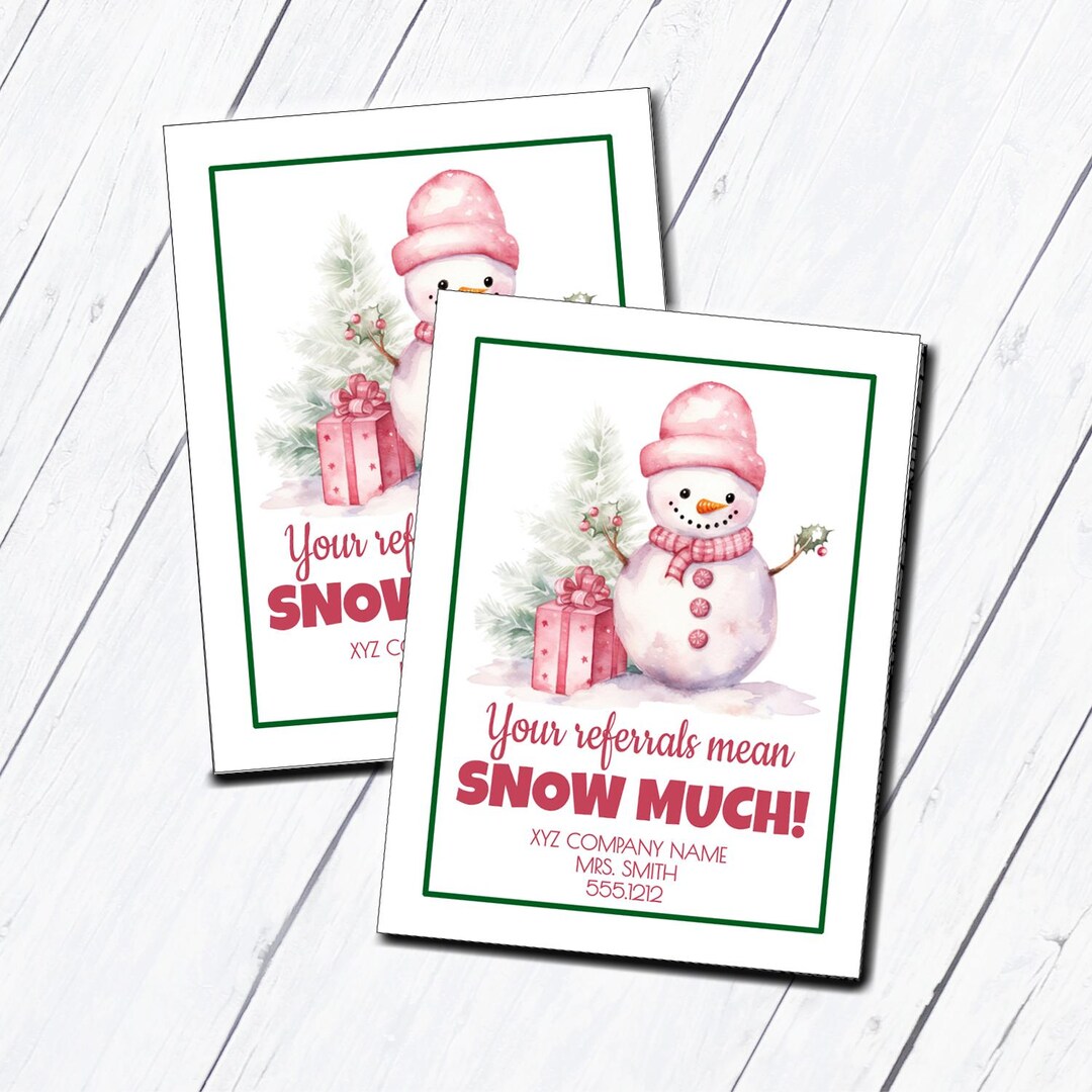 Printable Christmas Snowman Referral Business Marketing Tag, Christmas ...