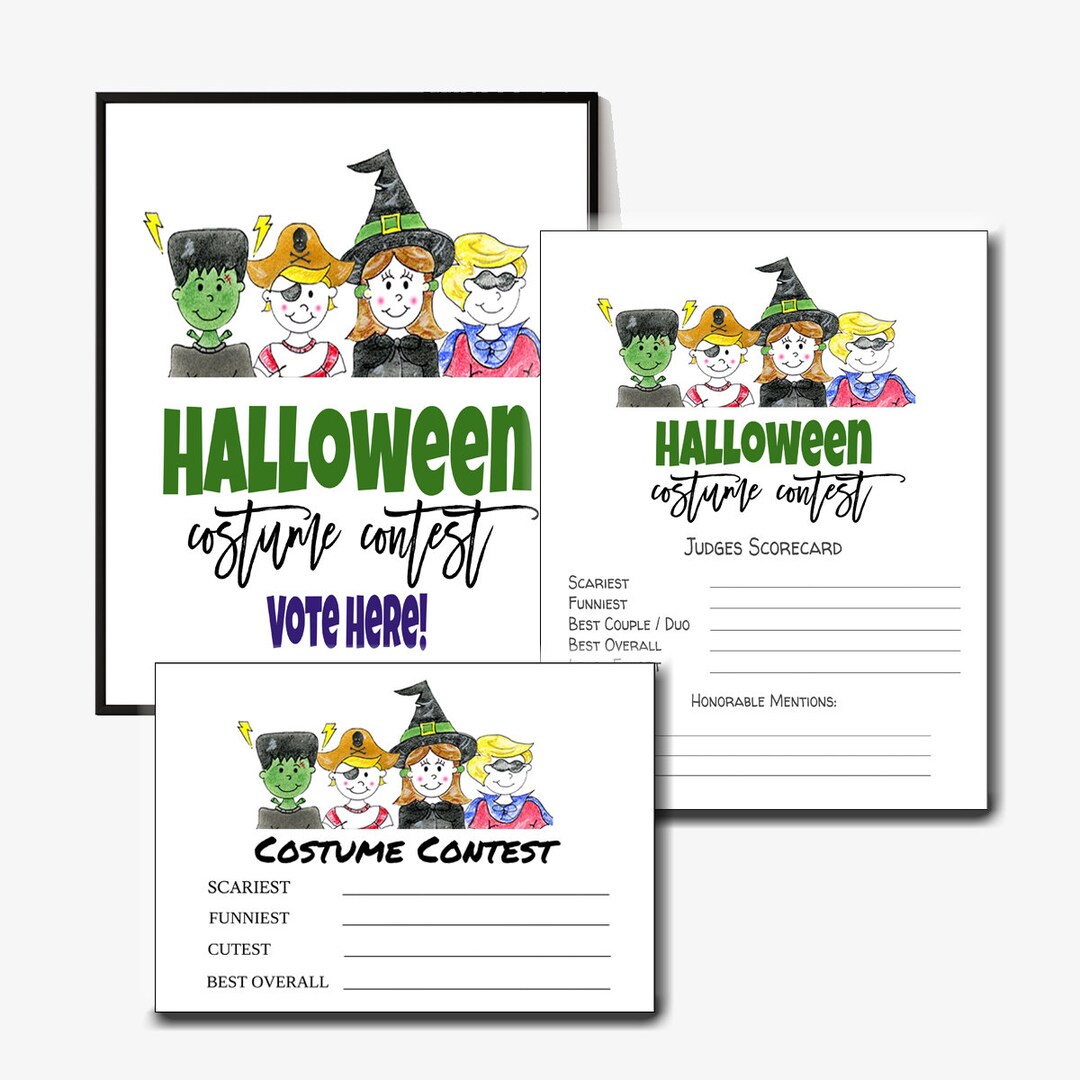 Kids Halloween Costume Contest, Voting Cards, Halloween Party Game ...