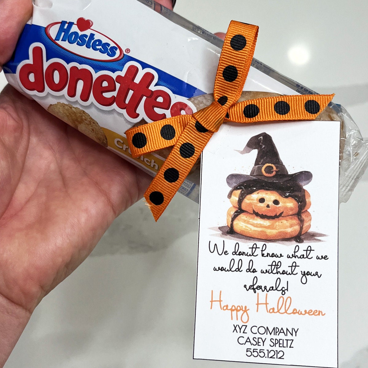 Printable Halloween Donut Referral Business Marketing Tag, Guest Gifts ...
