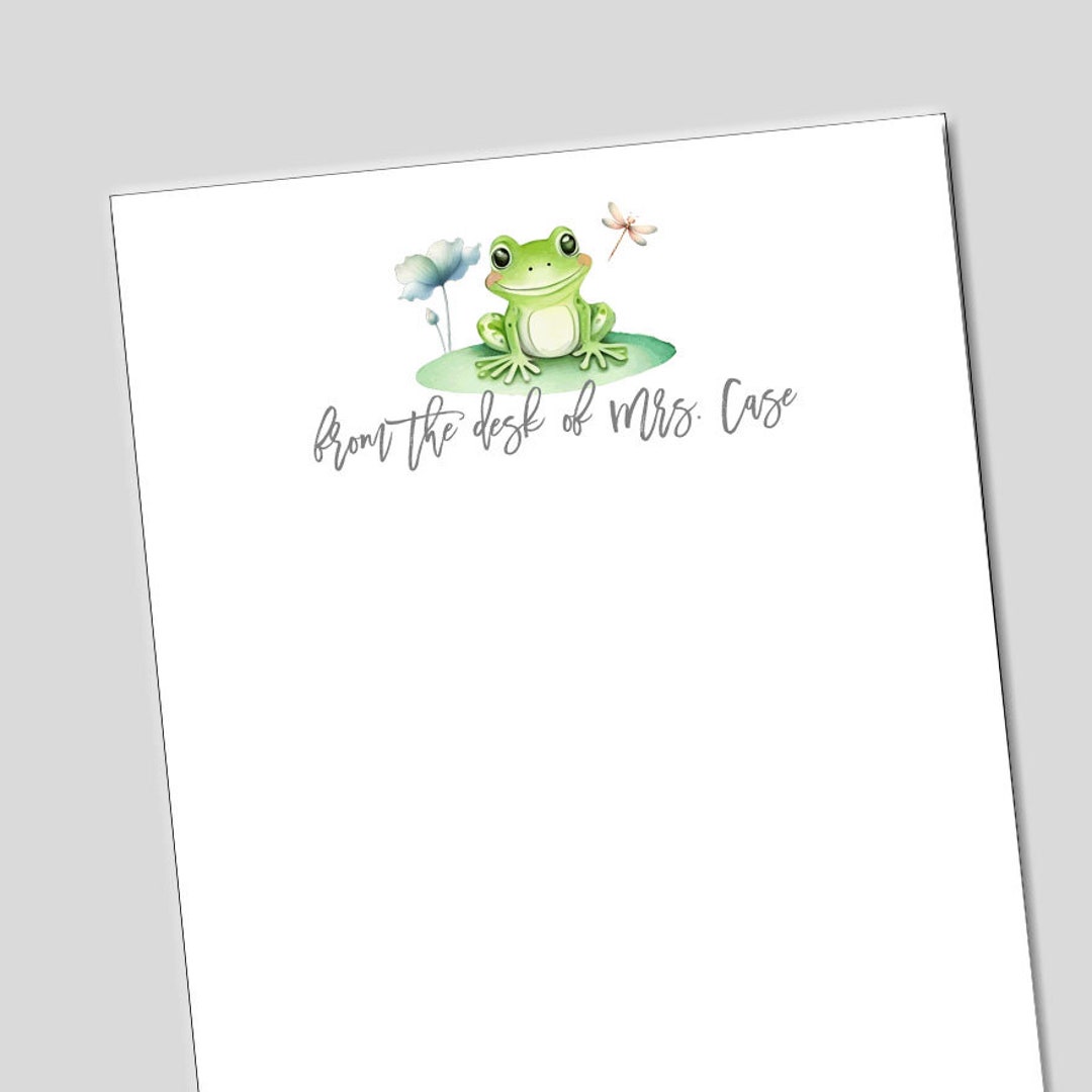 Personalized Frog Notepad, Frog Gift, Teacher Notepad, Green Frog, Cute ...