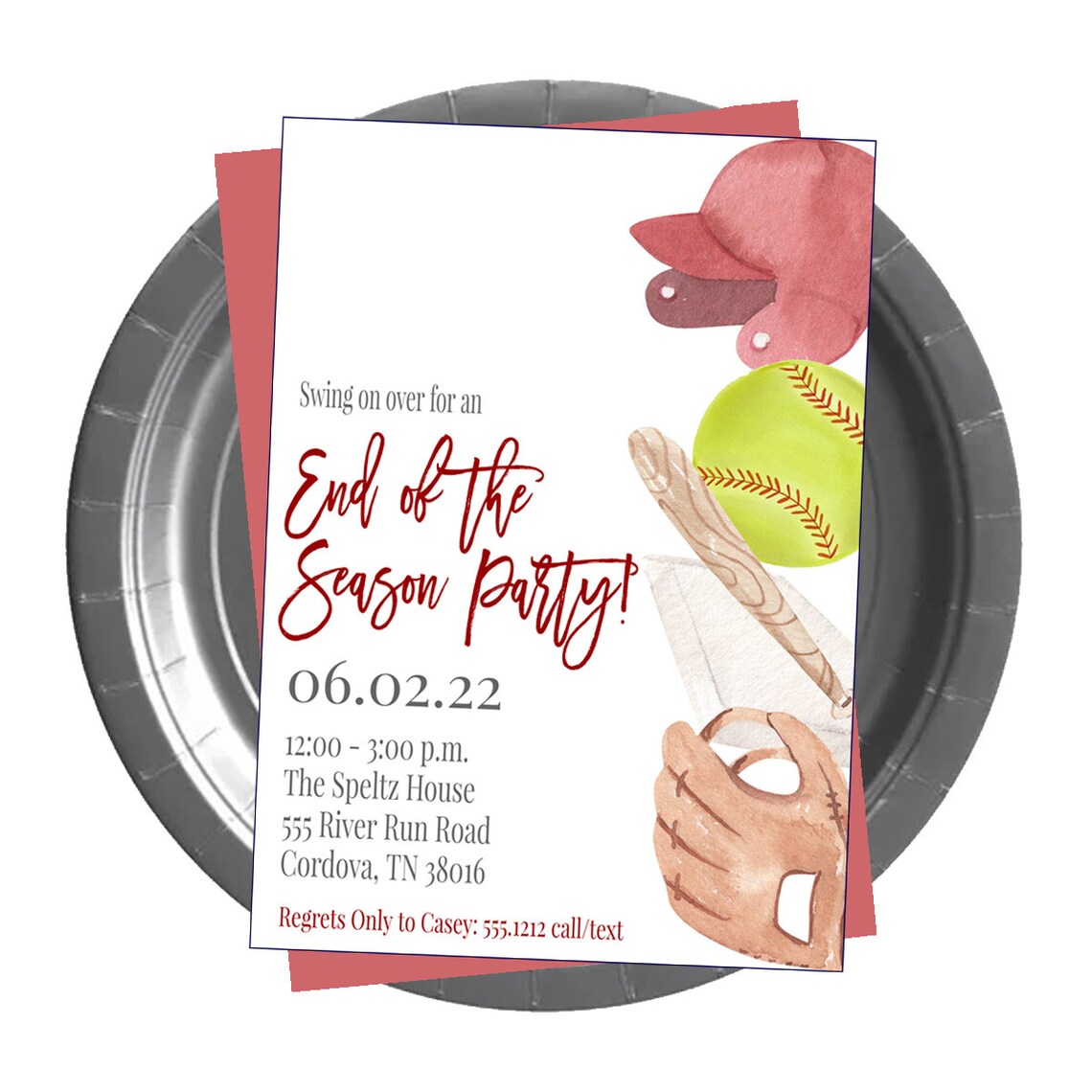 Softball Invitation, End of Season Party, Softball Team Pizza Party ...