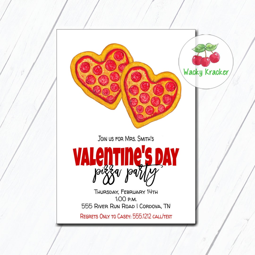 Pizza Party Invitation Valentine Day Invitation Class Party - Etsy