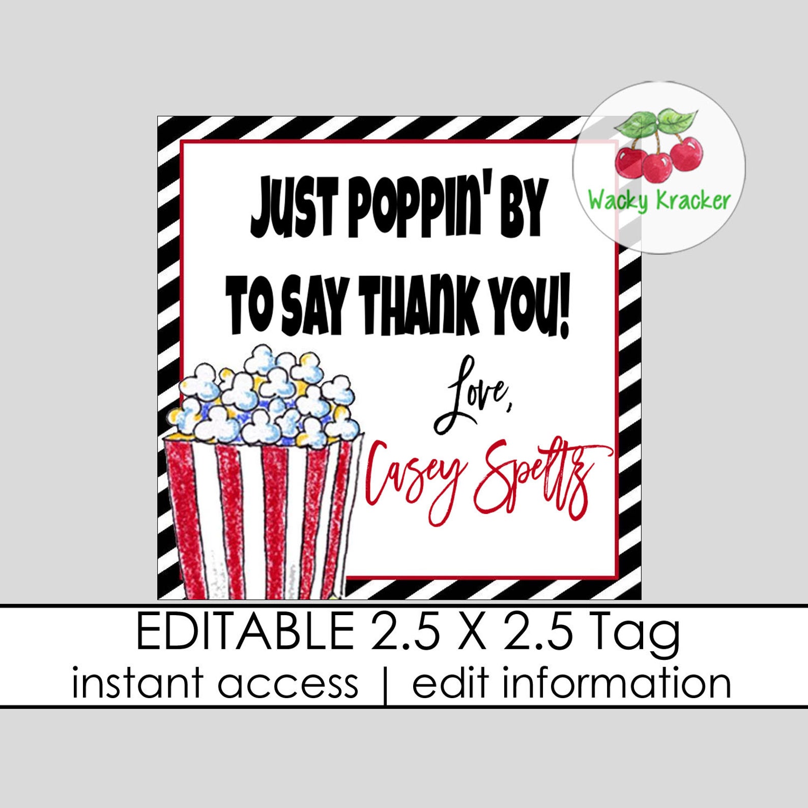 Popcorn Thank You Tags Staff Teacher Volunteer Appreciation | Etsy
