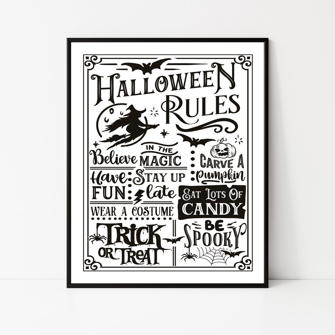 Halloween Rules, Fall Wall Art, Halloween Wall Art, Halloween Decor ...