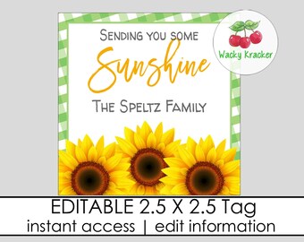 Yellow Sunshine Gift Box Tag You Shine Like the Sun Thank - Etsy