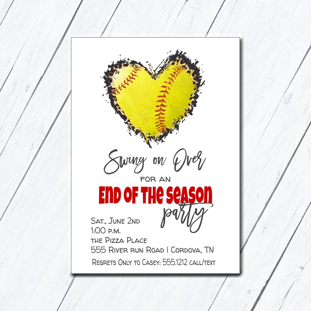 Softball Invitation, End of the Season Party, Swing on Over, Invitation ...
