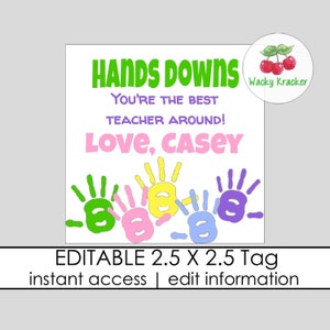 Hands Down Best Teacher Around Tags, Teacher Appreciation, Thank You ...