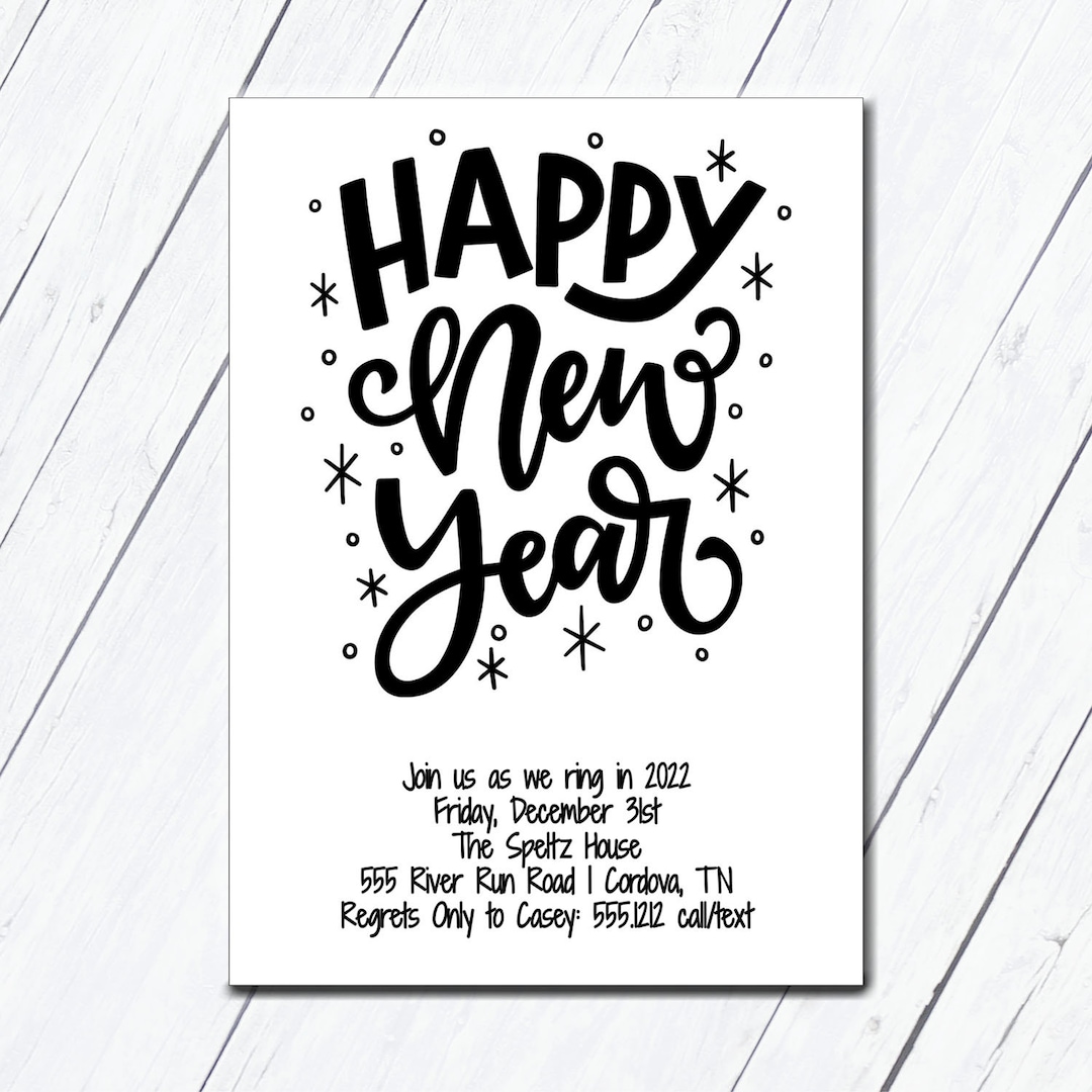 New Years Day Brunch Invitation, New Years Party, Printable New Years ...