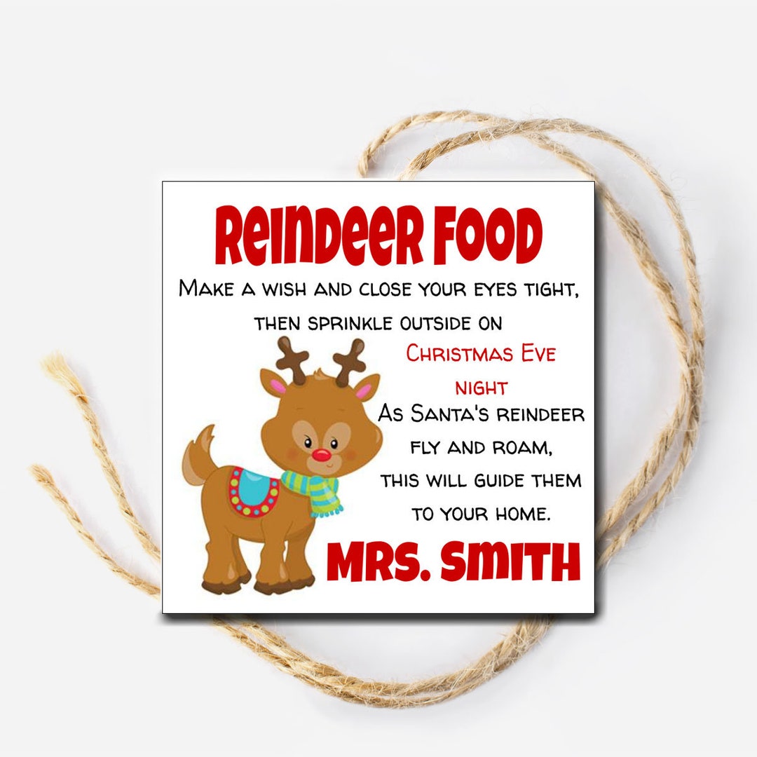 Magic Reindeer Food Treat Tag, Stocking Stuffer, Christmas Eve ...