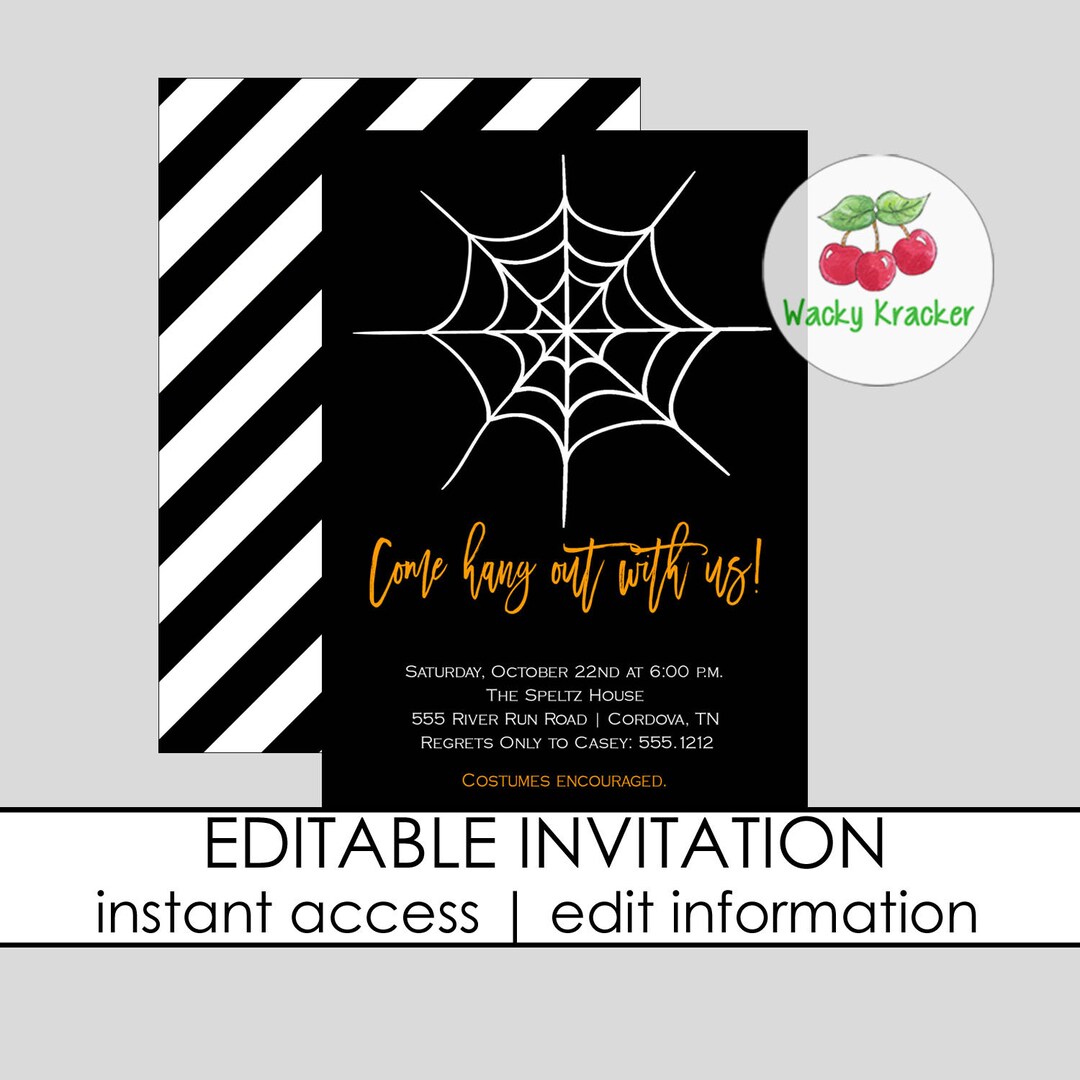Spider Web Invitation Costume Party Halloween Invite - Etsy