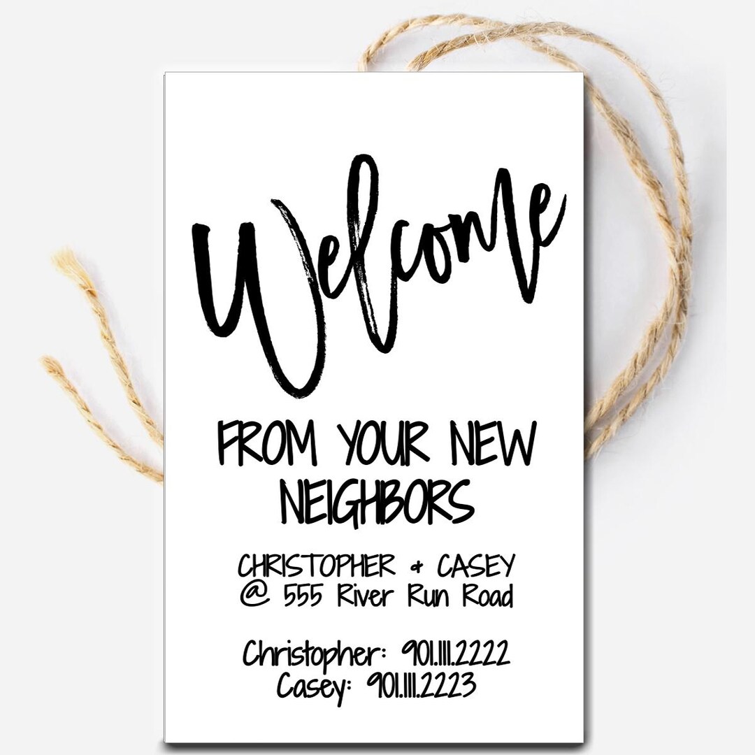 Welcome New Neighbor Tag, New Neighbor Gift Tags, Welcome to the ...