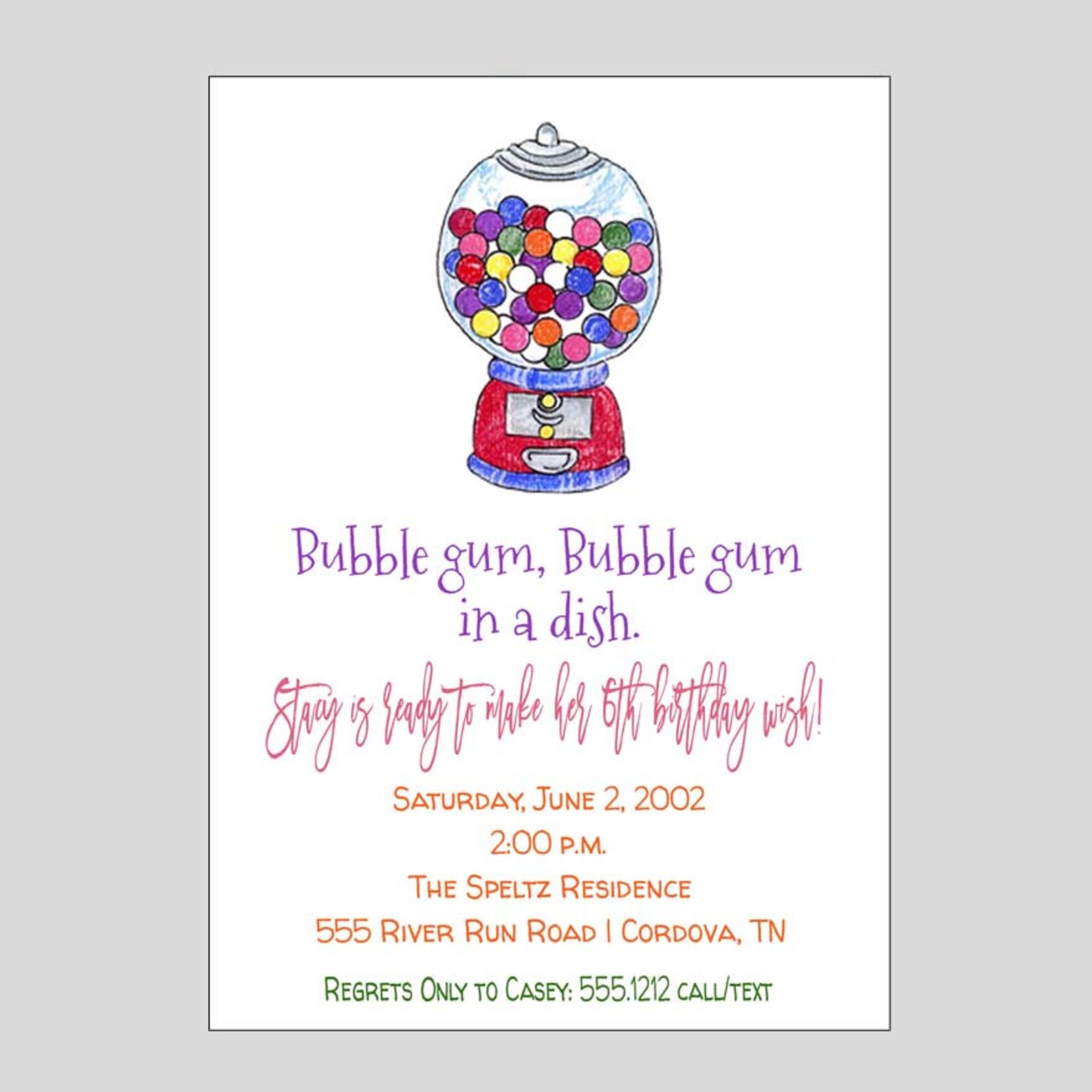 Bubble Gum Invitation, Birthday Invite, Candy Themed Party, INSTANT ...