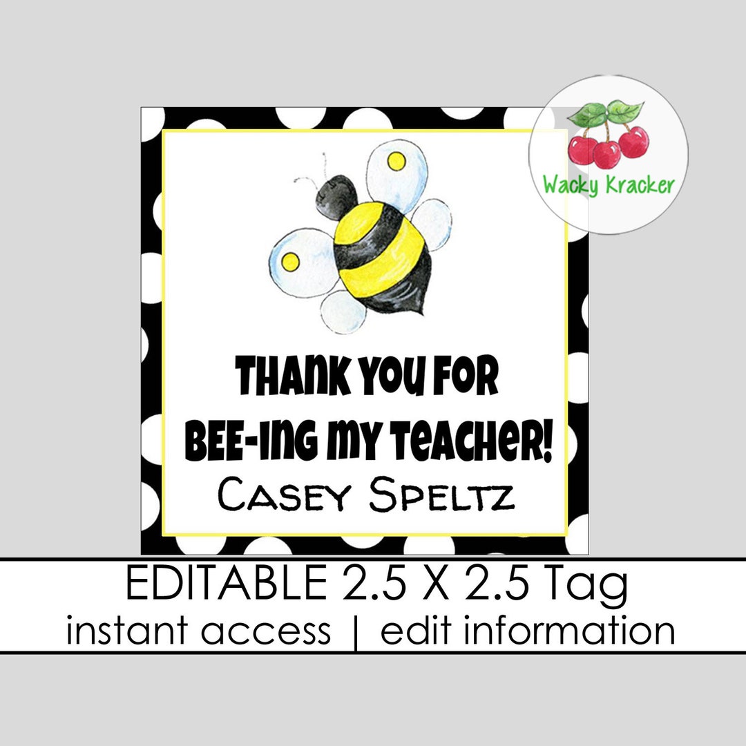 Bee Teacher Gift Tags Teacher Appreciation Thank You Tags - Etsy